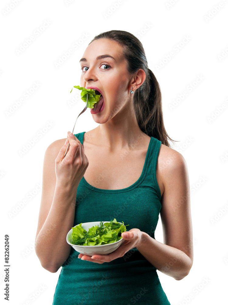 Woman Eating Salad