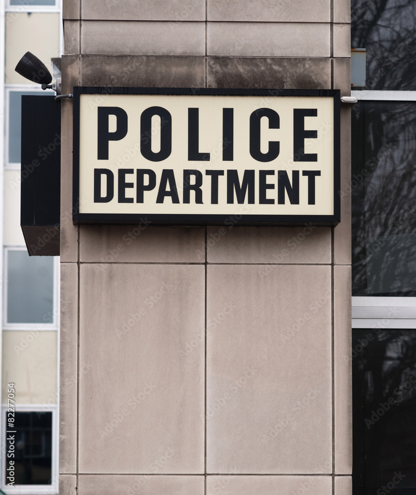 Downtown Precinct Police Department Sign Law Enforcement Buildin Stock ...