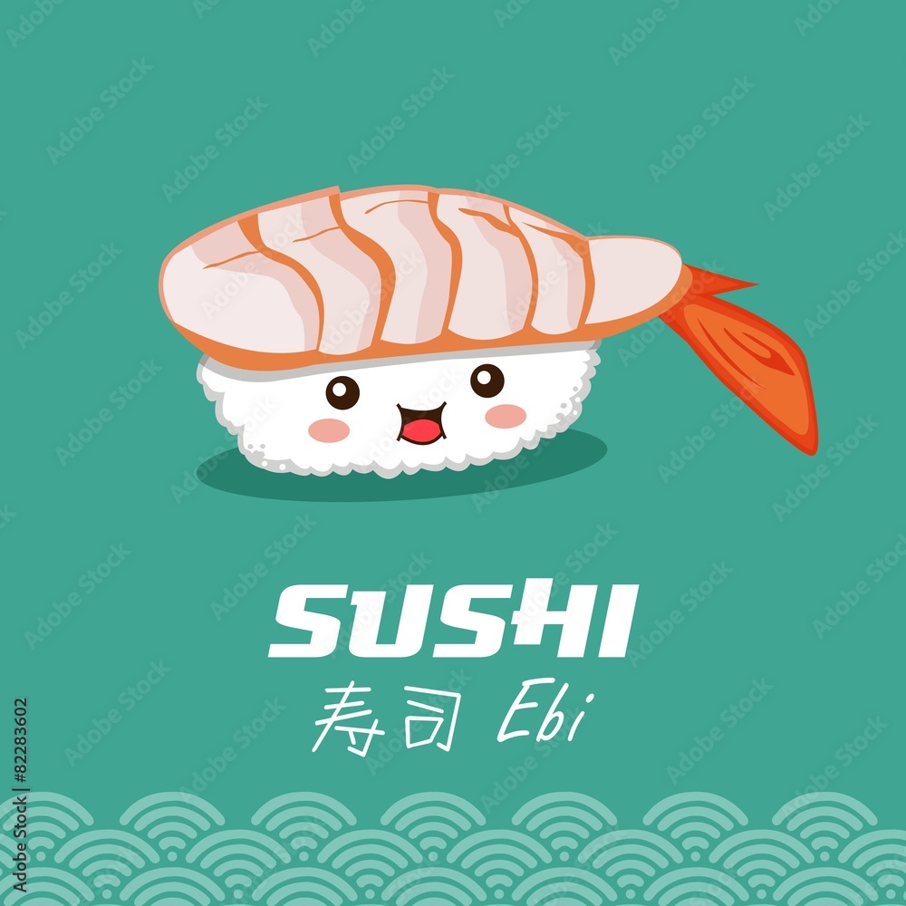 Vector sushi cartoon character illustration Stock Vector | Adobe Stock