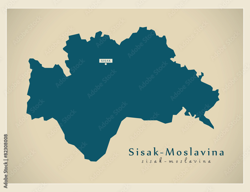 Modern Map - Sisak Moslavina HR Stock Vector | Adobe Stock