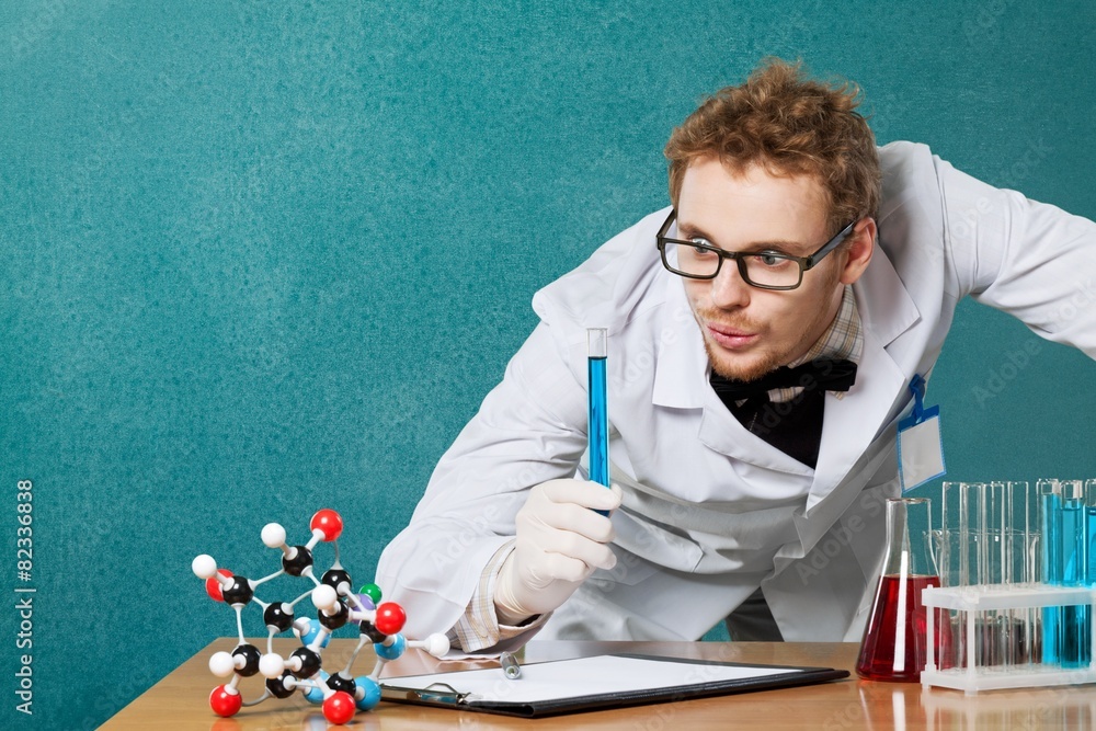 Mad. Mad professor is shocked with the result of tests in his Stock ...