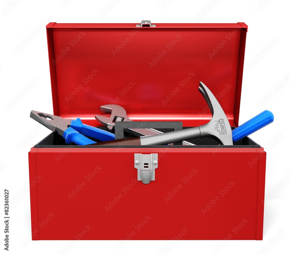 Toolbox. 3D. Red toolbox Stock Illustration | Adobe Stock