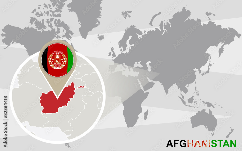 World map with magnified Afghanistan Stock Vector | Adobe Stock