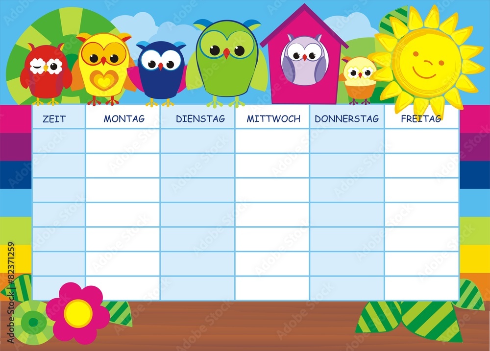 Stundenplan Stock Vector | Adobe Stock