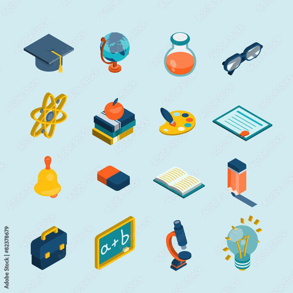 Education Isometric Set Stock Vector Adobe Stock