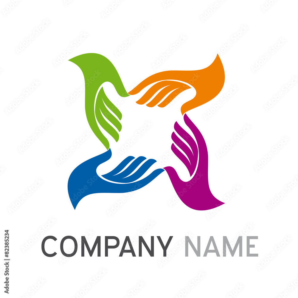 Vector sign teamwork with hands Stock Vector | Adobe Stock