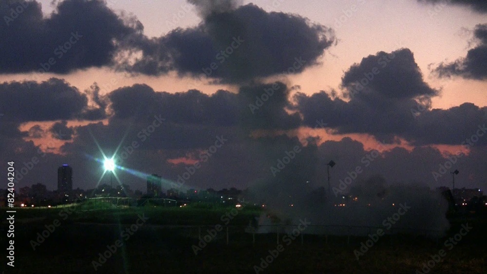 Vidéo Stock Iron Dome missile intercepts Hamas rocket, night vision ...