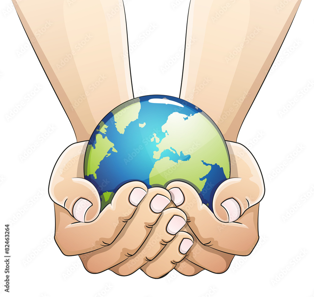 Globe in hands. Stock-Vektorgrafik | Adobe Stock