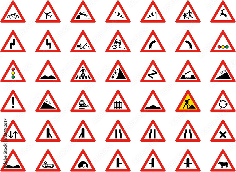 Traffic signs collection - vector Stock Vector | Adobe Stock
