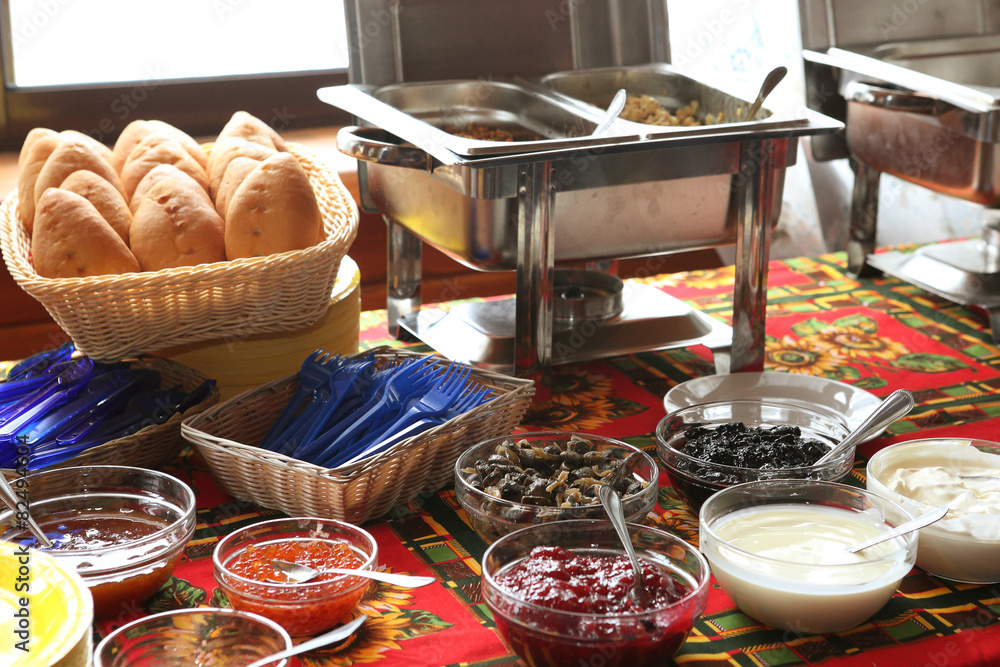 russian buffet party at maslennitsa fest Stock Photo | Adobe Stock