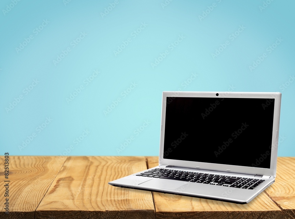 Laptop. Laptop facing left Stock-Foto | Adobe Stock