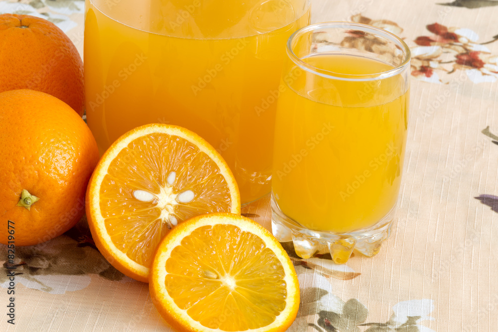 Orange fruit and juce Stock Photo | Adobe Stock