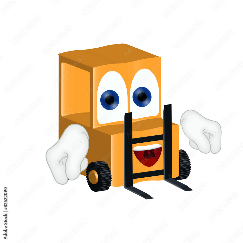 Funny forklift-truck cartoon comic illustraton Stock Illustration ...