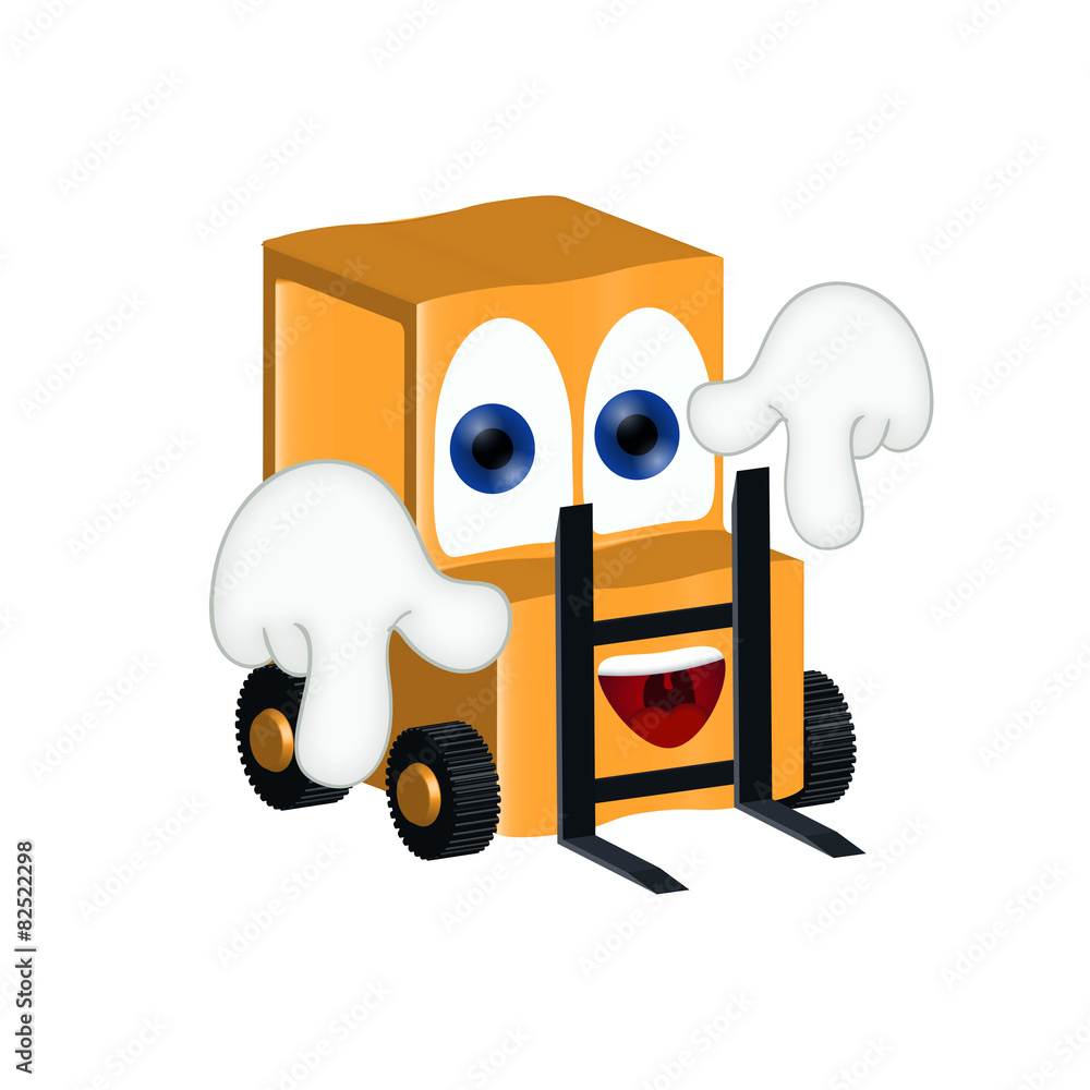 Funny forklift-truck cartoon comic illustraton Stock Illustration ...