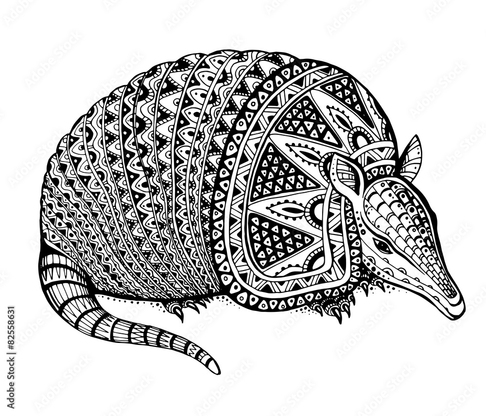 Vector illustration of a totem animal - armadillo - in graphic b Stock ...