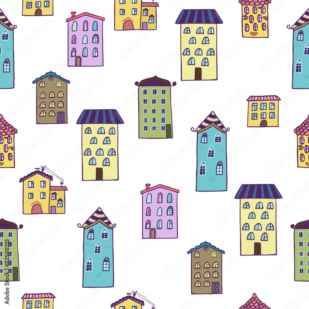 Seamless background with houses. Home sweet home Stock Vector | Adobe Stock