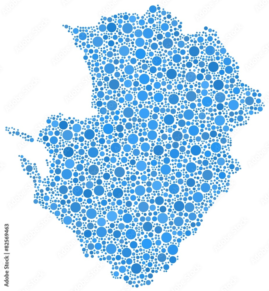 Map of Poitou-Charentes in a mosaic of blue bubbles Stock Vector ...