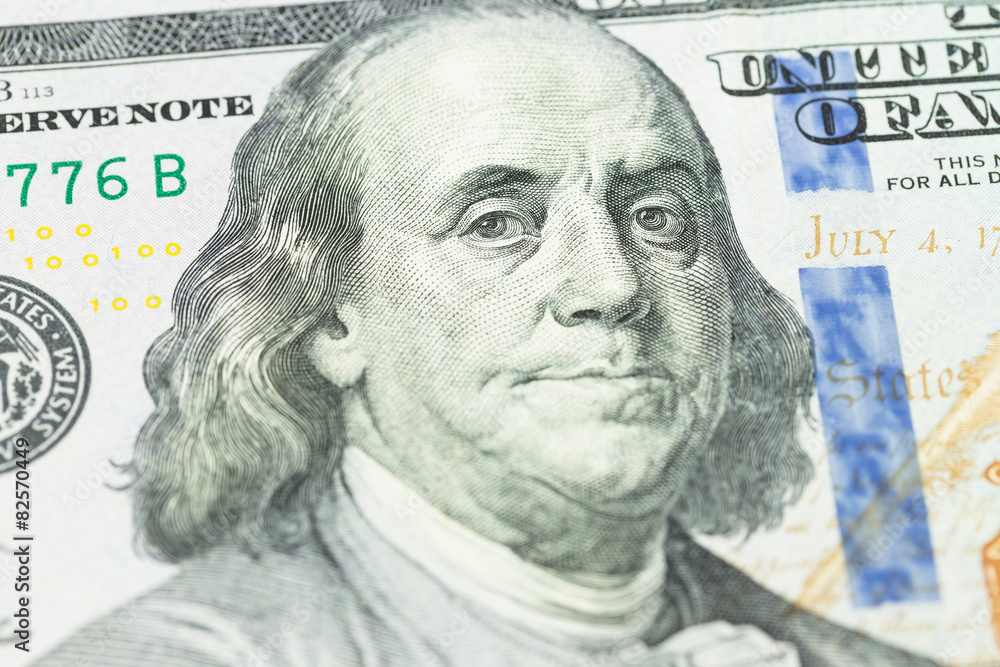 Benjamin Franklin on 100 dollar banknote Stock Photo | Adobe Stock