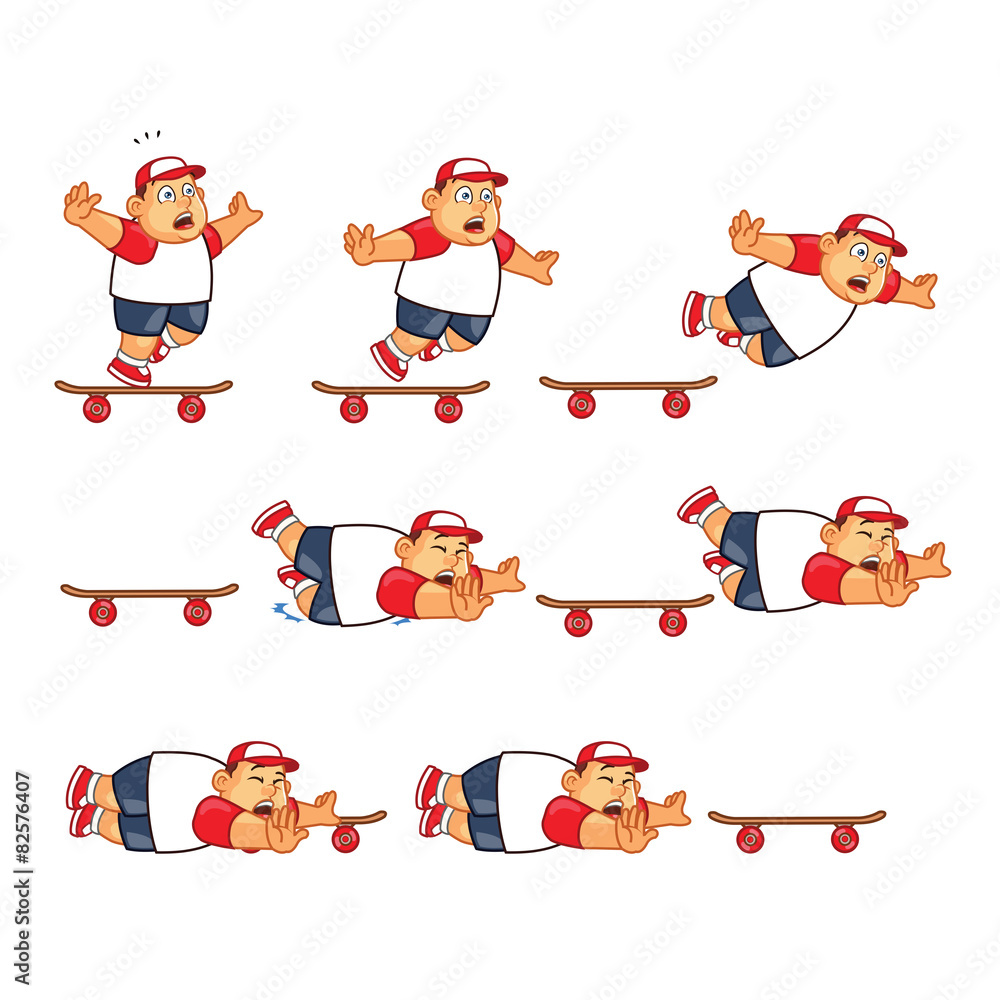 Fat Boy Skater Falling Sprite Stock Vector | Adobe Stock