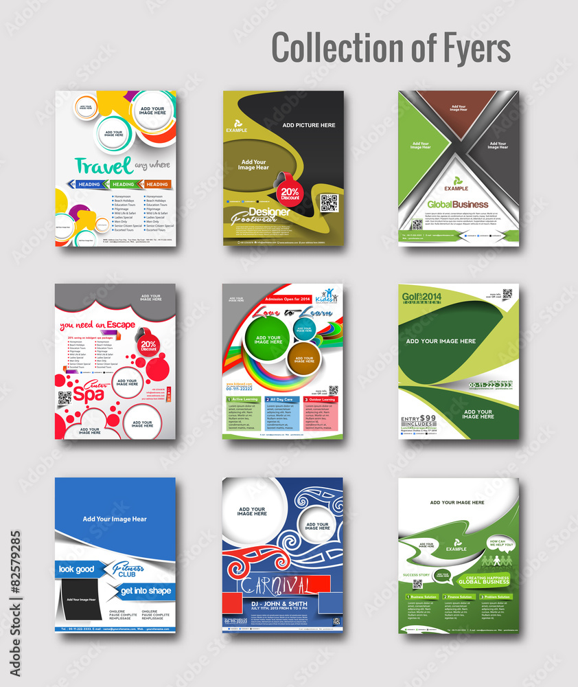 Set of Flyer & Poster Design in A4 Size Template. Stock Vector | Adobe ...