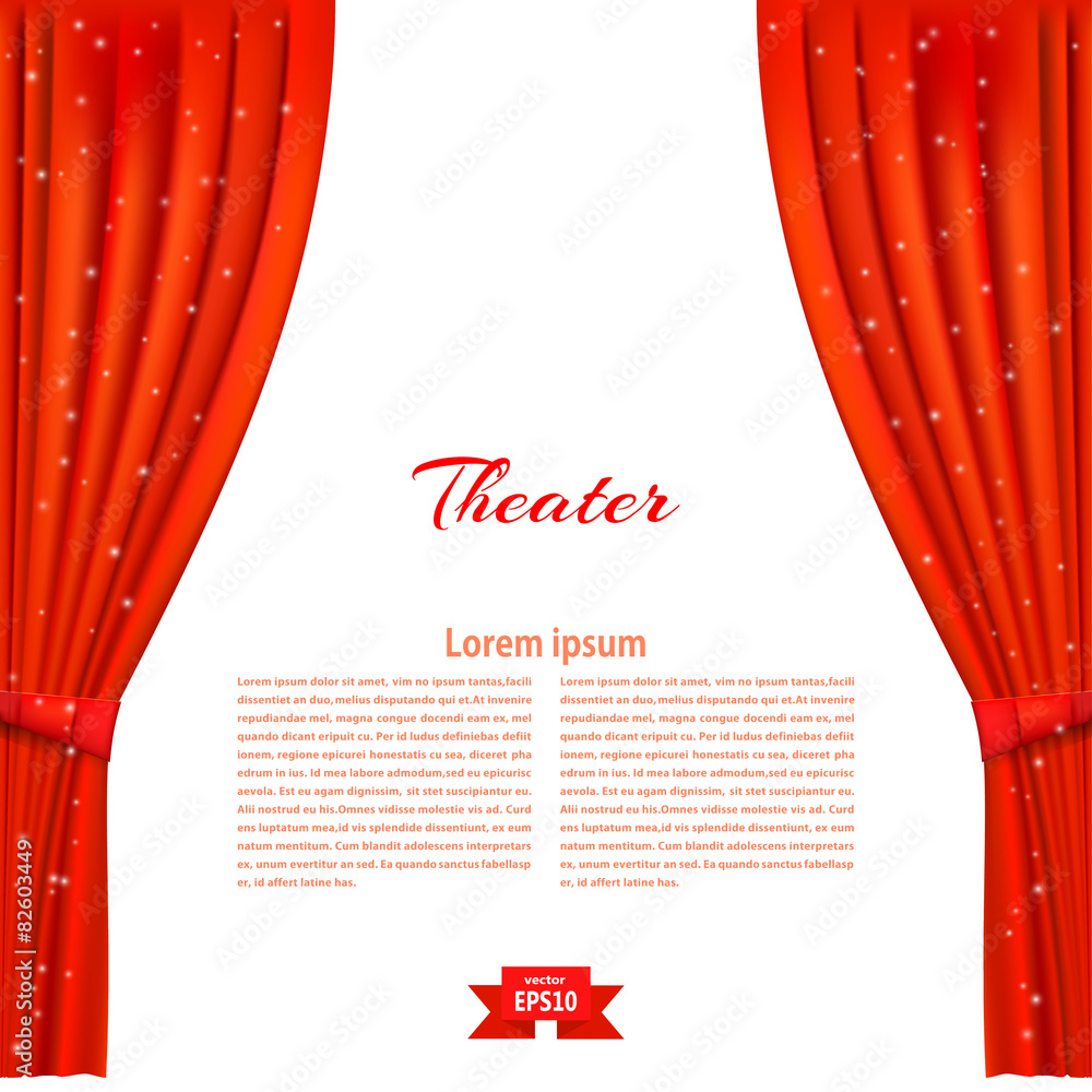 Banner with theater stage and red theater curtain. Design your t Stock ...