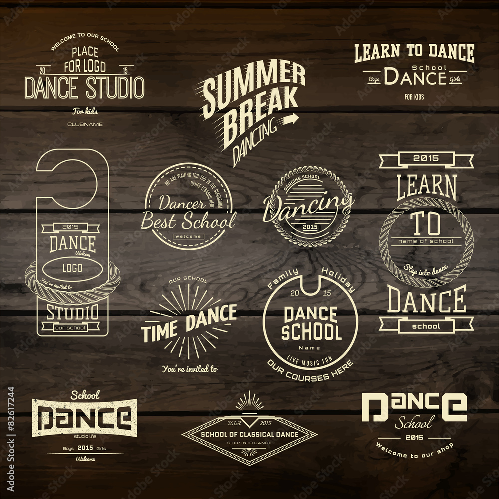 School of Dance badges logos and labels for any use Stock Vector ...
