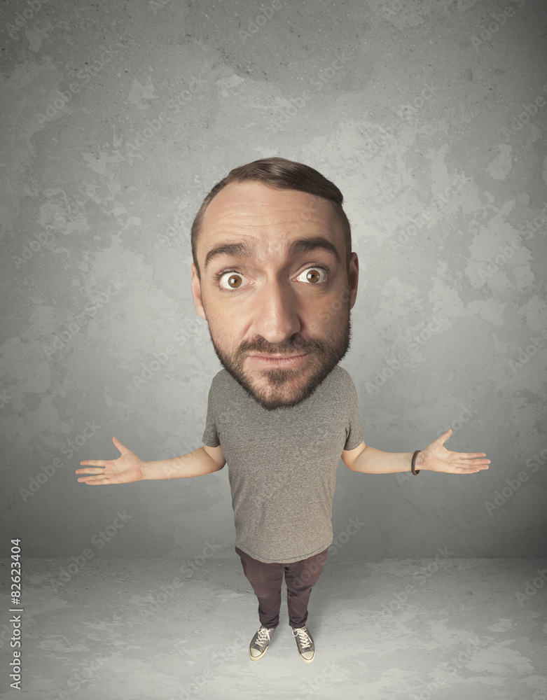 Funny person with big head Stock Photo | Adobe Stock