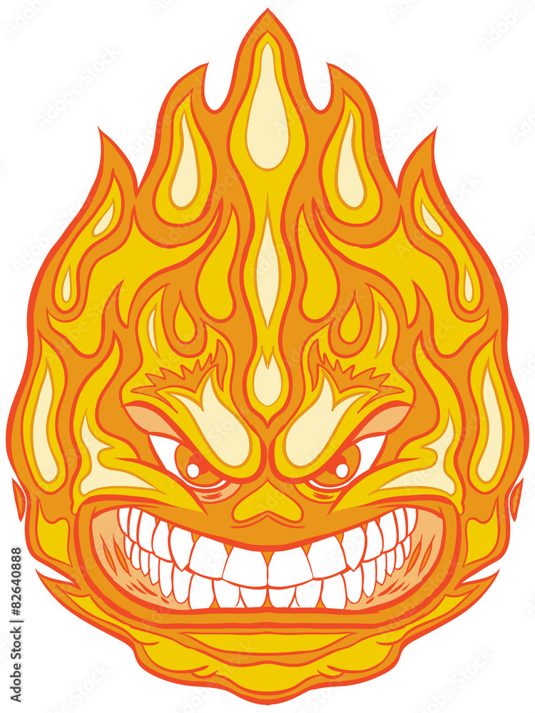 Angry Face Fireball Vector Clip Art Cartoon Stock Vector | Adobe Stock