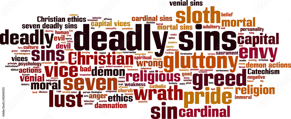Poster Deadly sins word cloud concept. Vector illustration – Wall Art ...
