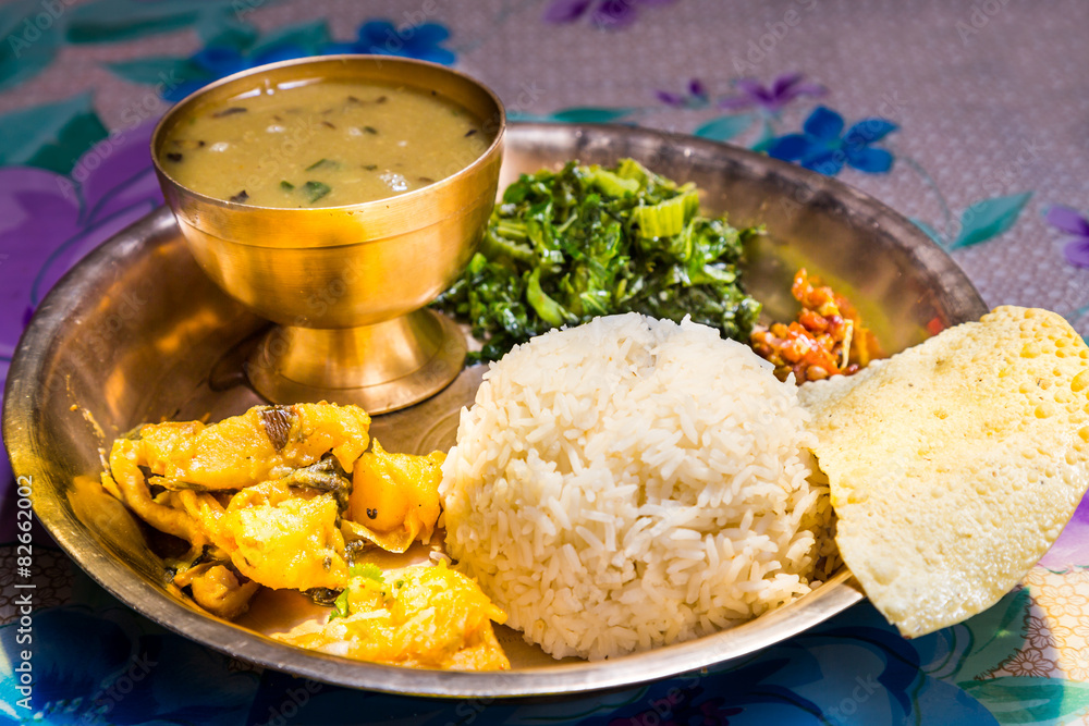 Dal Bhat, traditional Nepali meal platter Stock Photo | Adobe Stock