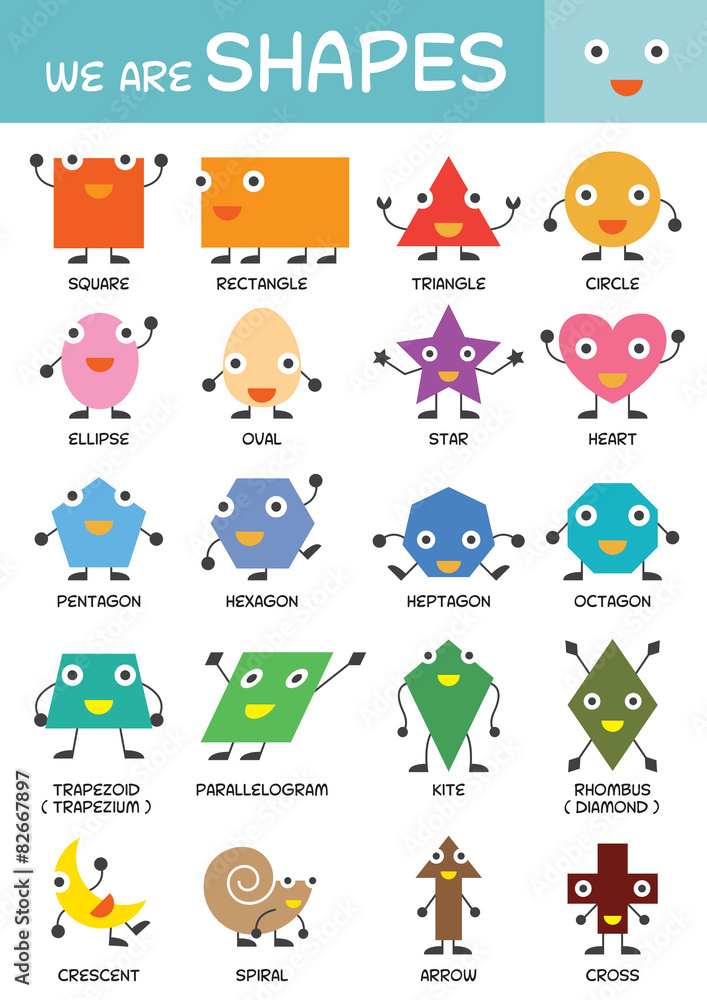 Kids Basic Shapes Chart Stock Vector | Adobe Stock