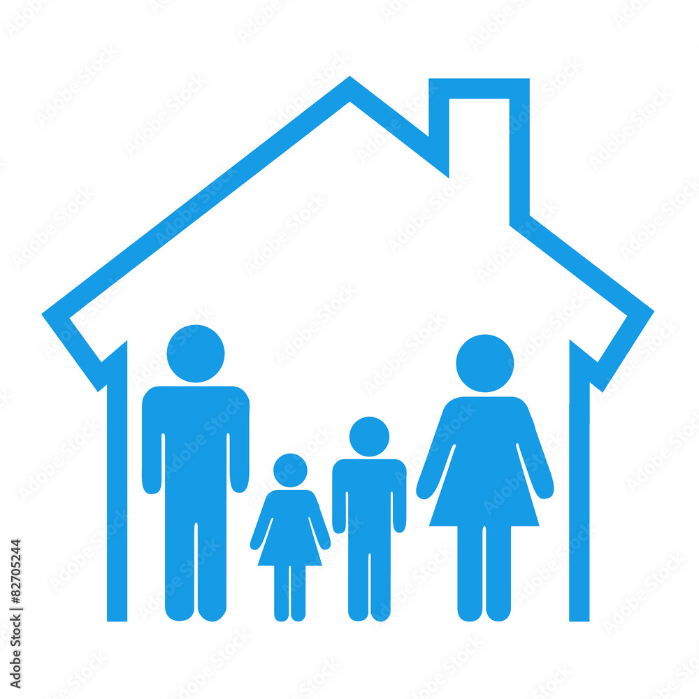 Icono aislado familia hogar azul ilustración de Stock | Adobe Stock
