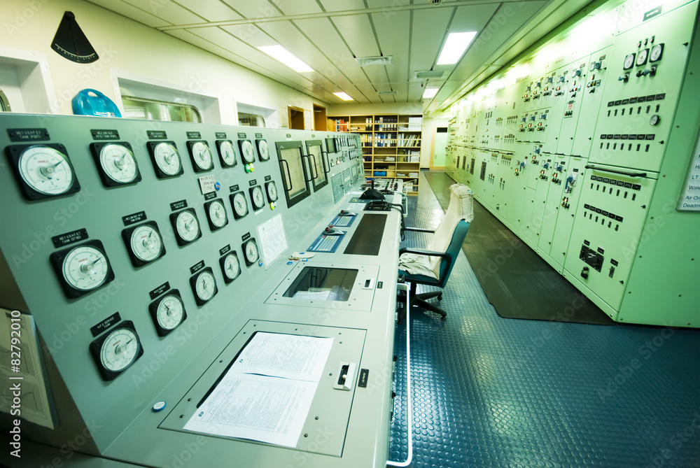 Control room of a extra large cargo ship Stock Photo | Adobe Stock