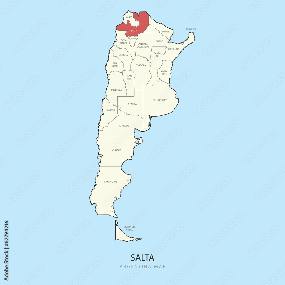Salta Argentina Map Region Province Vector Illustration Stock Vector ...