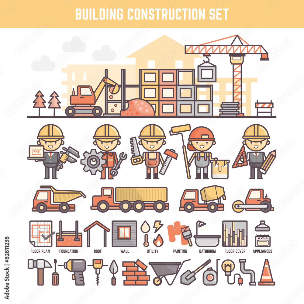 building and construction site elements for infographics Stock Vector ...