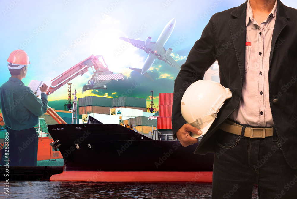 working man in ship port and transport Stock Photo | Adobe Stock