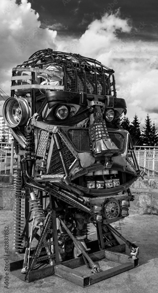 Scrap Metal Human Robot Head Stock Photo | Adobe Stock