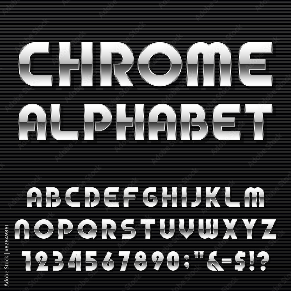 Chrome Alphabet Vector Font. Stock Vector | Adobe Stock