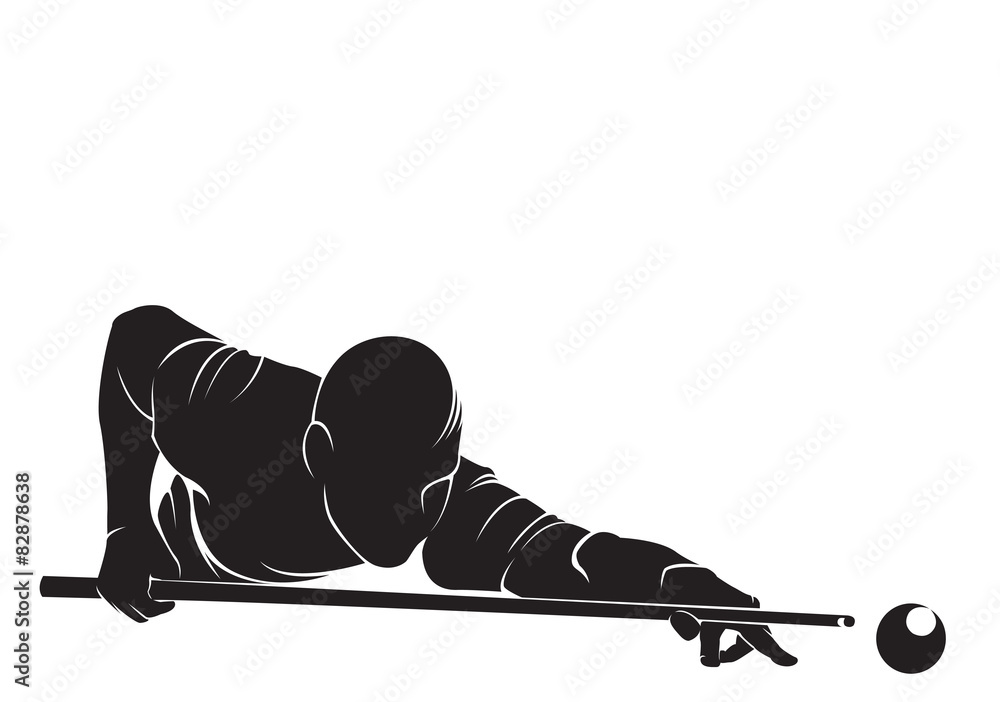 Billiards player. Vector silhouette, isolated on white Stock Vector ... Billiards player. Vector silhouette, isolated on white Stock Vector ...