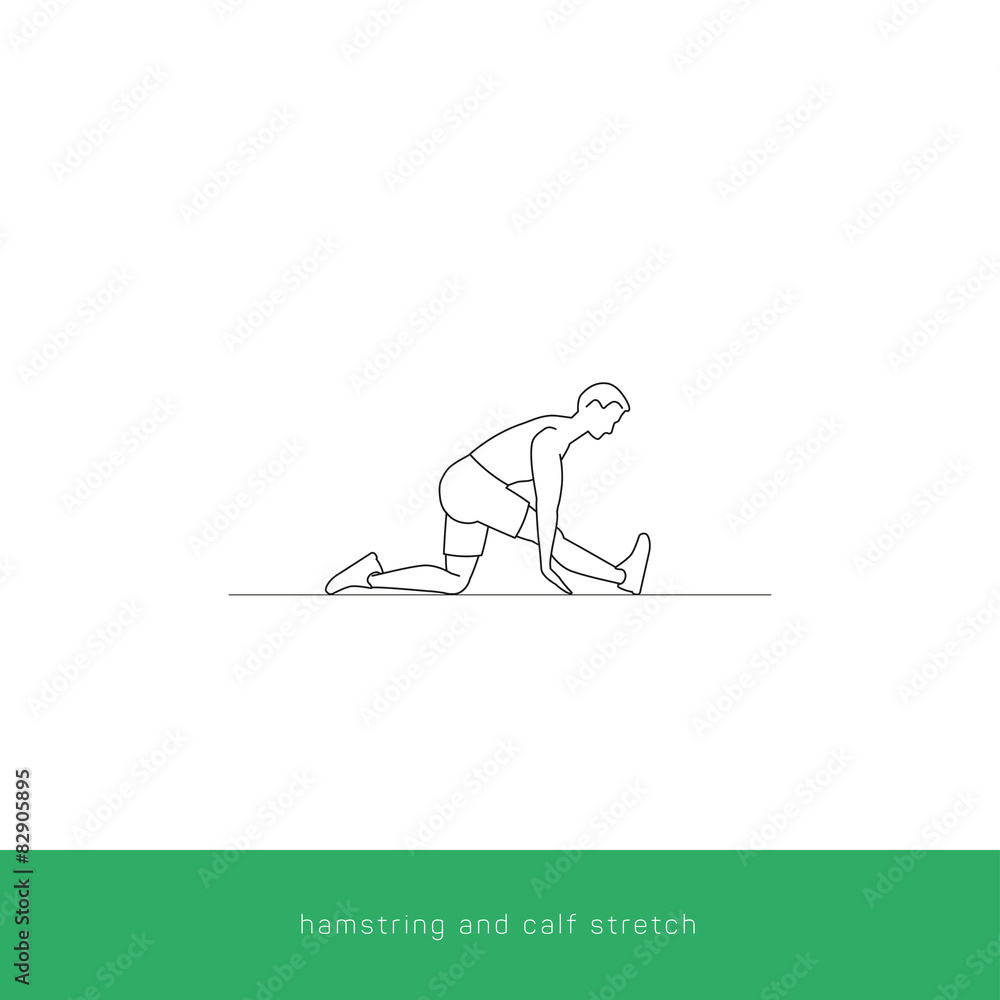 Fitness Icon hamstring and calf stretch. Vector design. Stock ...