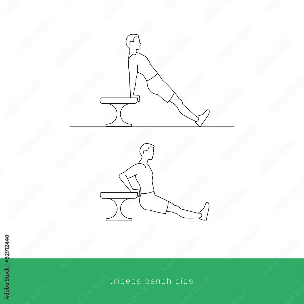 Fitness Icon triceps bench dips workout. Vector design. Stock Vector ...