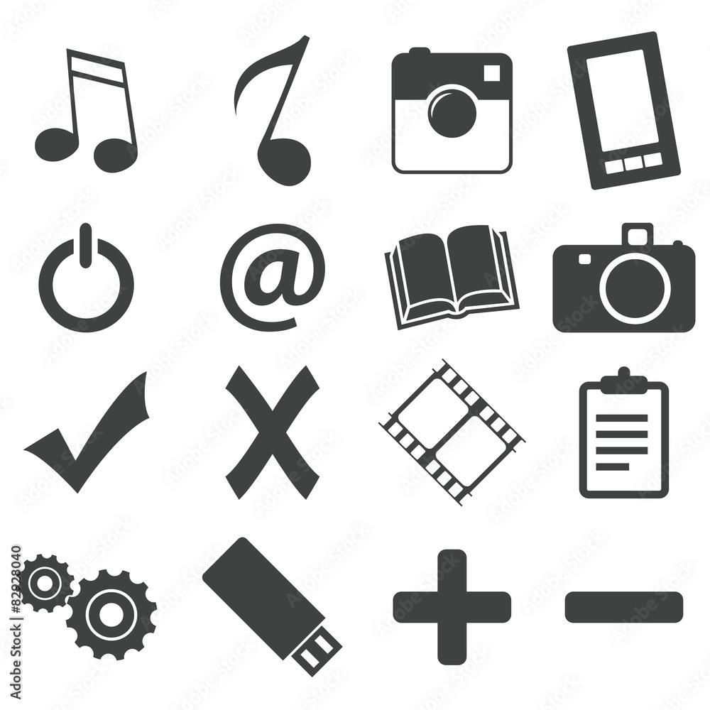 Simple black icon set 5 Stock Vector | Adobe Stock