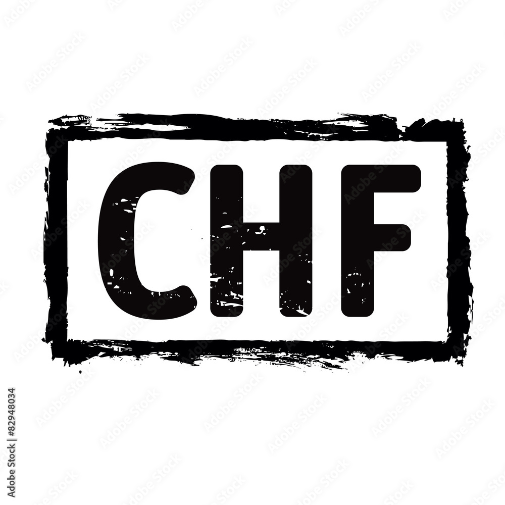 Black vector grunge stamp. CHF - symbol of Swiss Franc. Stock Vector ...
