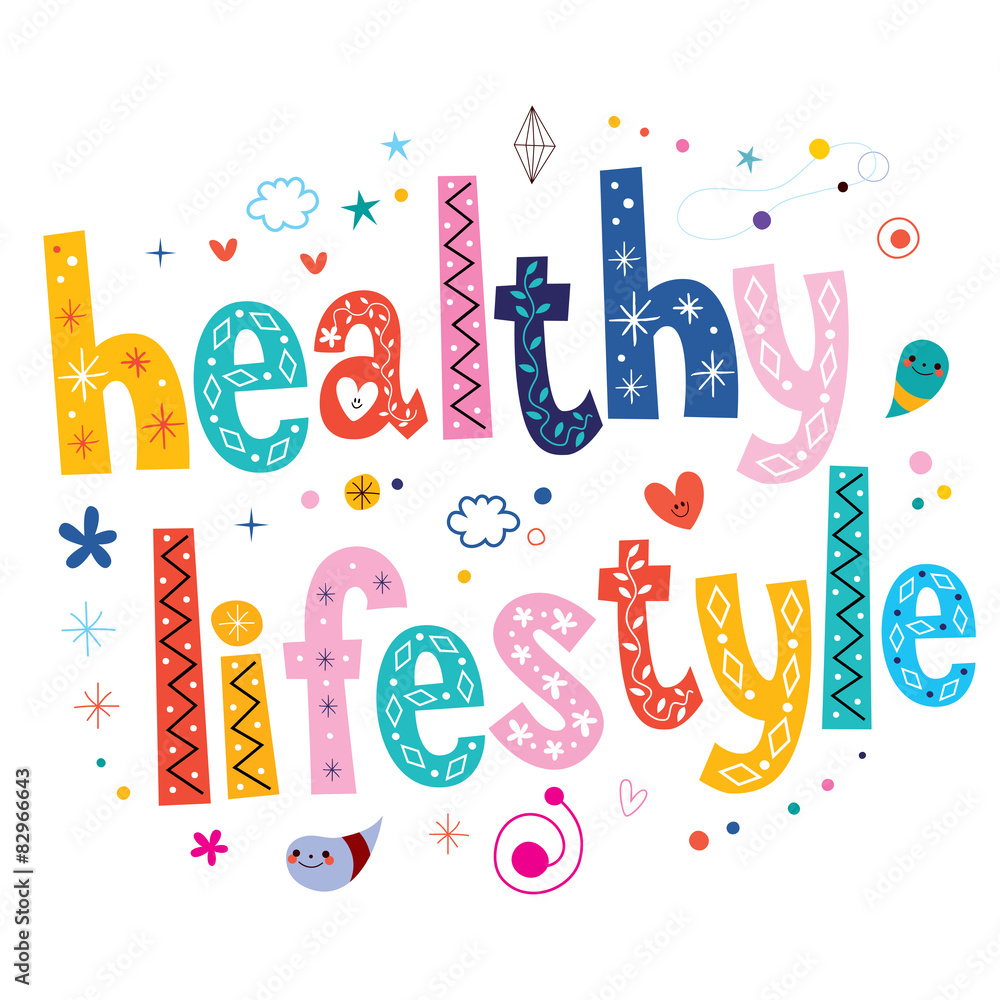 healthy lifestyle typography lettering text design Stock Vector | Adobe ...