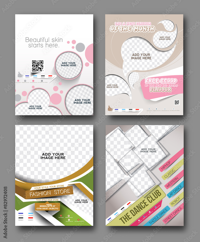 Set of Flyer & Poster Design in A4 Size Template. Stock Vector | Adobe ...