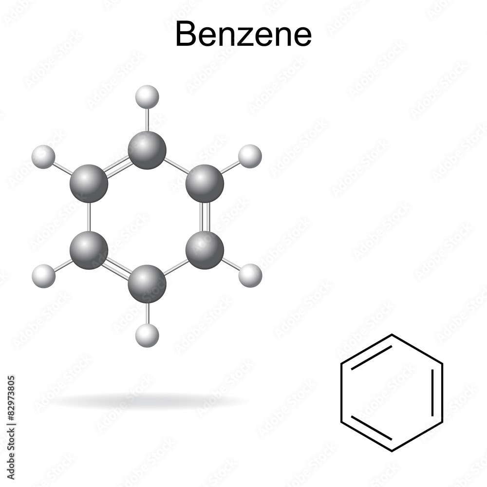 Chemical formula and model of benzene molecule Stock Vector | Adobe Stock