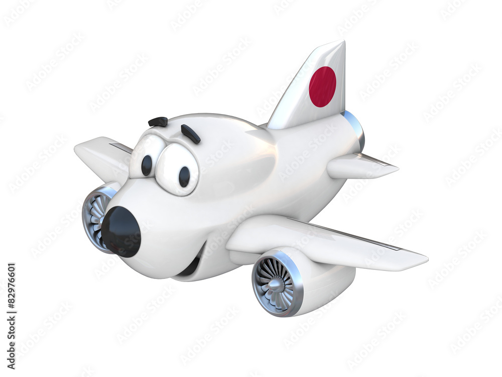 Cartoon airplane with a smiling face - Japan flag Stock Illustration ...