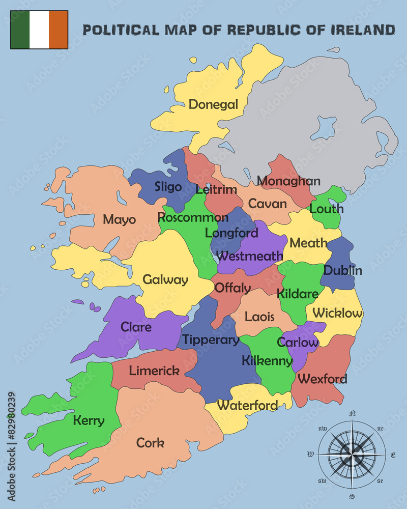 Political Map of Republic of Ireland Stock Vector | Adobe Stock