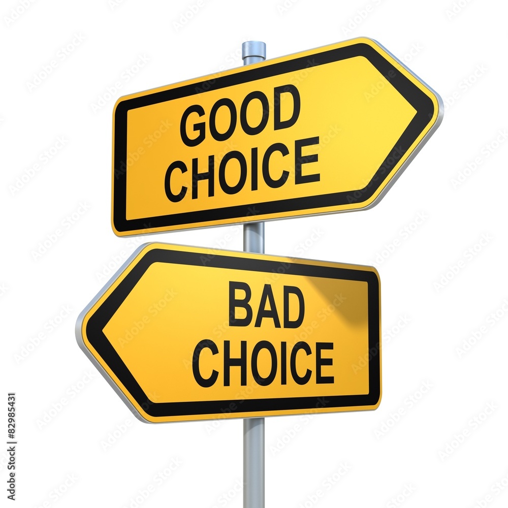 two road signs - good and bad choice Stock Illustration | Adobe Stock
