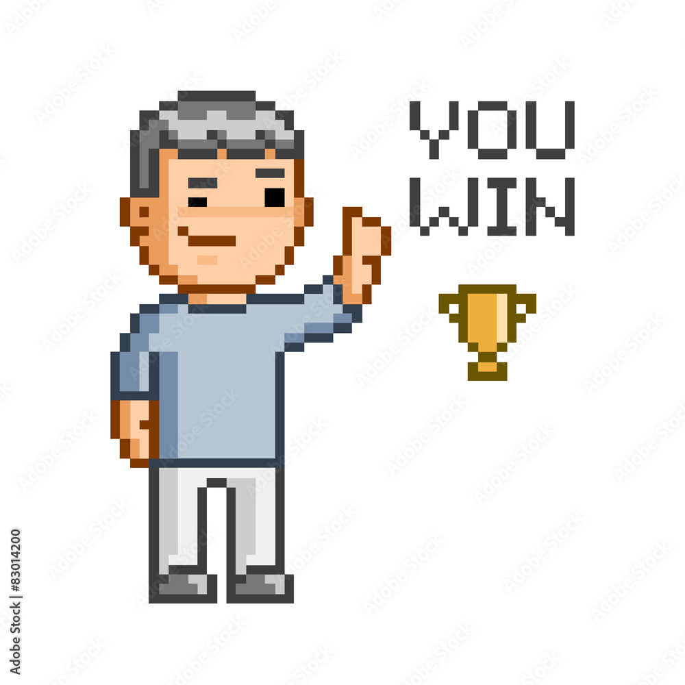 Pixel art You win Stock Vector | Adobe Stock